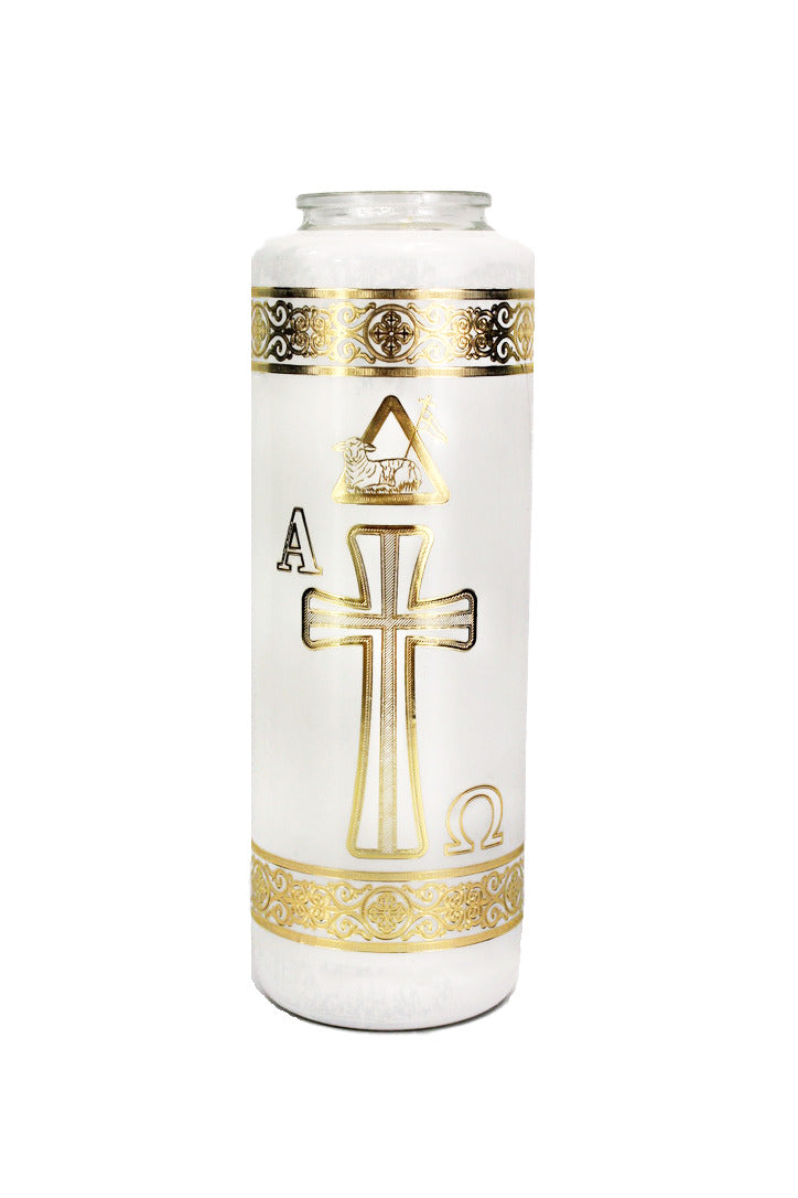 6 Day White/Gold Home Paschal Candle - 1465REM-HPWHT – Church Supply ...