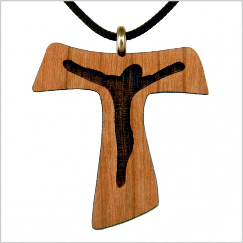 Engraved Corpus Wooden Tau Necklace - 37A – Church Supply Warehouse