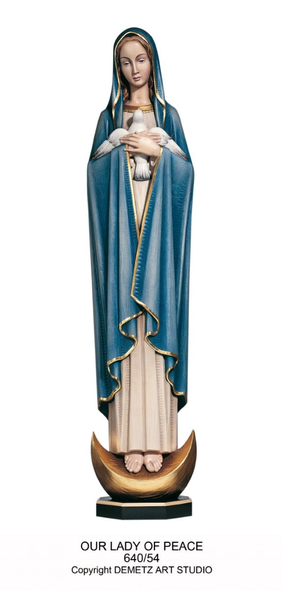 WOOD CARVED OUR LADY OF PEACE STATUE - 640-54 – Church Supply Warehouse