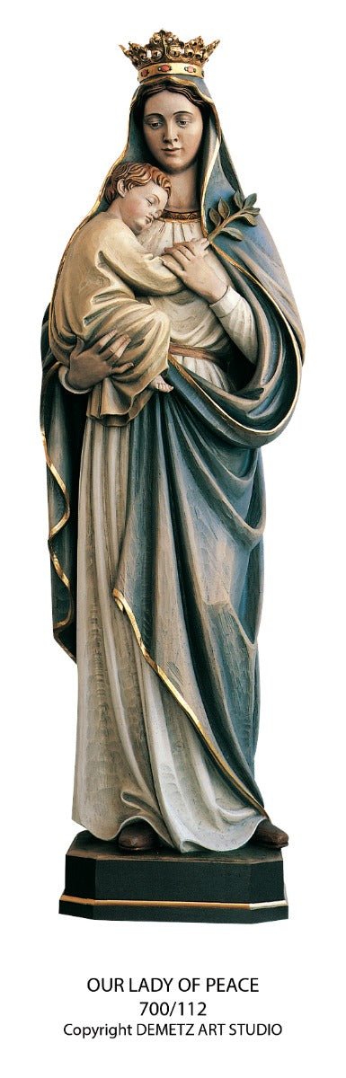 WOOD CARVED OUR LADY OF PEACE STATUE - 700-112 – Church Supply Warehouse