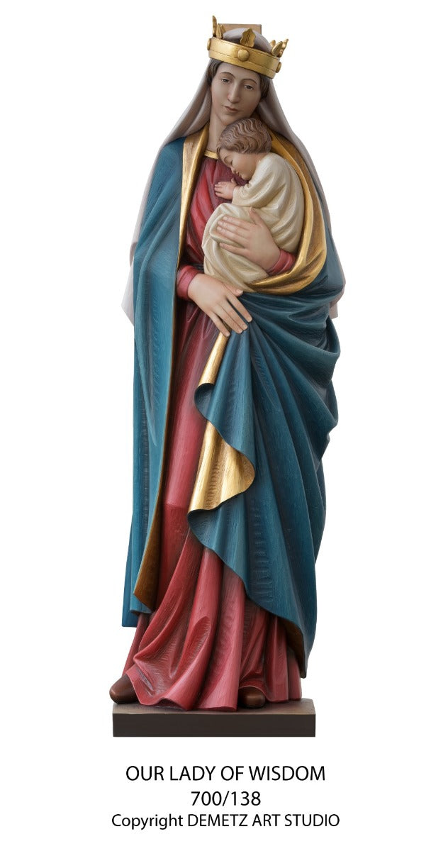 WOOD CARVED OUR LADY OF WISDOM STATUE - 700-138 – Church Supply Warehouse