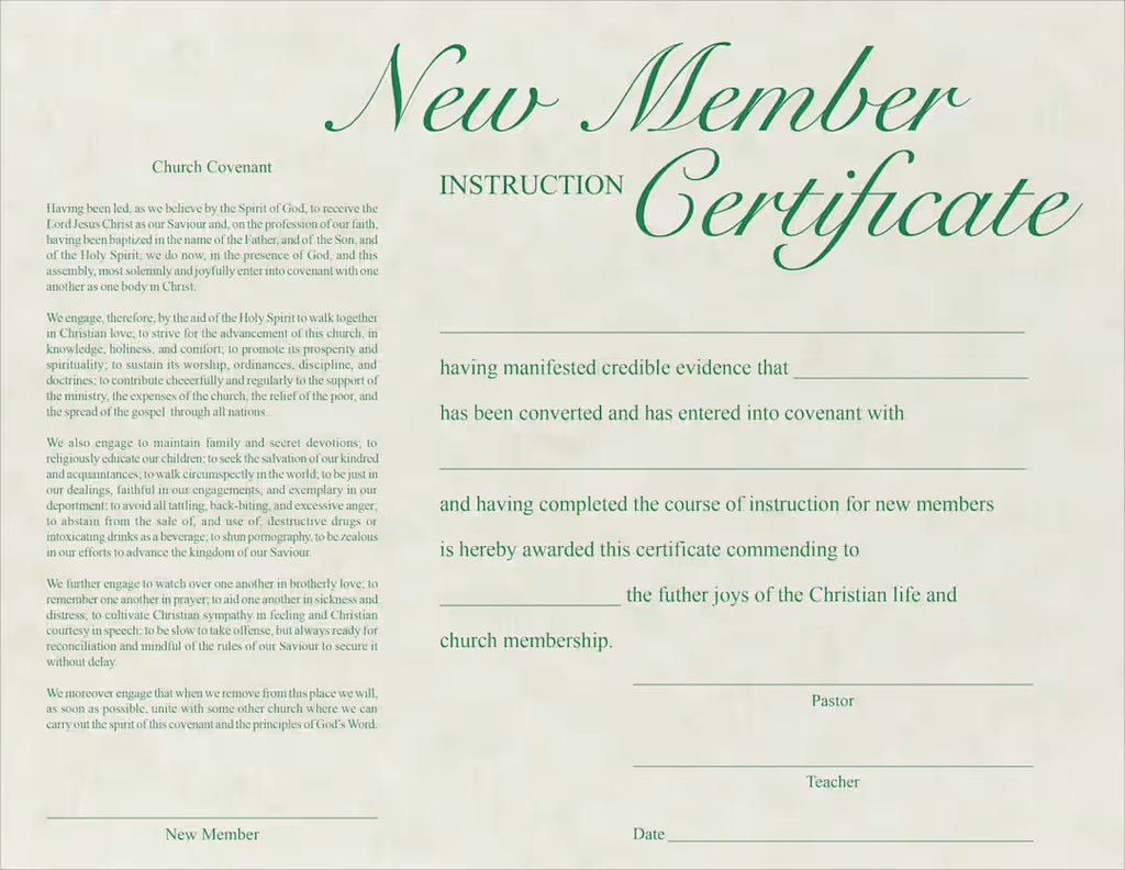 New Member Instruction Certificate Package of 6 - CC06-01623 – Church ...