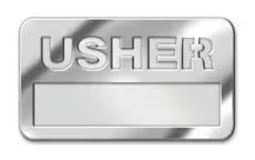 Usher Name Badge W/ Cut-out Lettering Silver Finish - CC06-06833 ...