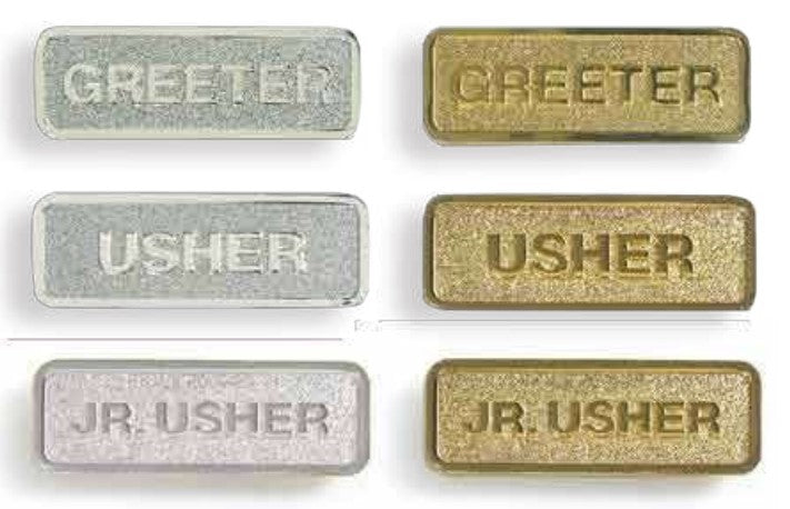 Greeter/Usher Badges Silver Or Brass Finish – Church Supply Warehouse