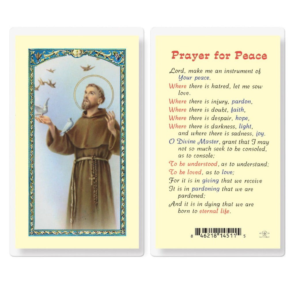 Prayer for Peace [Cursive Font] - Holy Card - E24-313 – Church Supply ...
