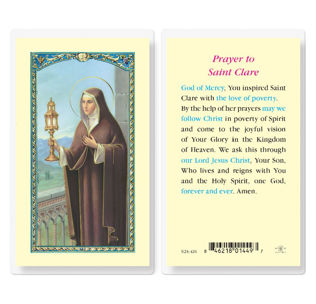 Prayer to Saint Clare - Holy Card - E24-426 – Church Supply Warehouse
